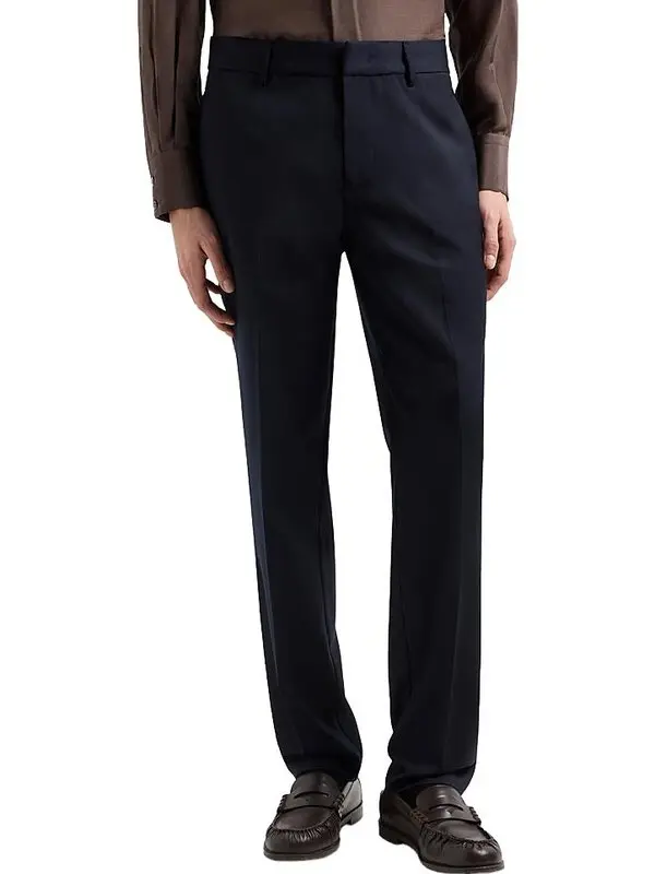 Emporio Armani Twill Suit Trousers - Navy Blue