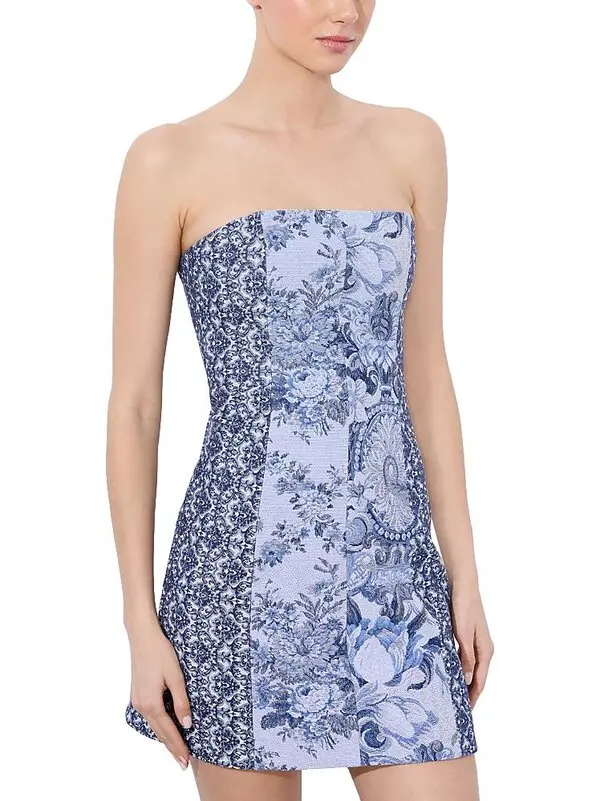 Alice + Olivia Violet Strapless Mini Dress - Blue Multi