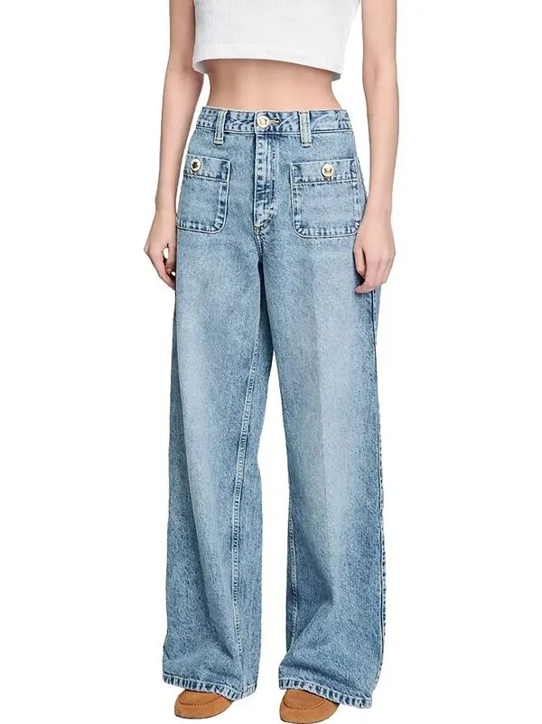 Sandro Faded Straight Jeans - Blue Jean