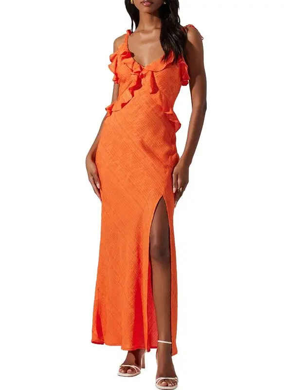 Astr The Label Sorbay Ruffle Dress - Orange