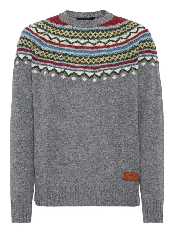Dsquared2 Grey Virgin Wool Sweater - Multicolour