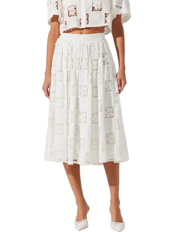 Astr The Label Andolina Lace Midi Skirt - White