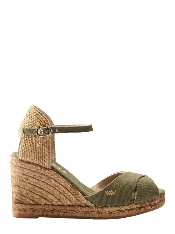 VISCATA Aiguablava Canvas Espadrille Wedge Sandals - Olive