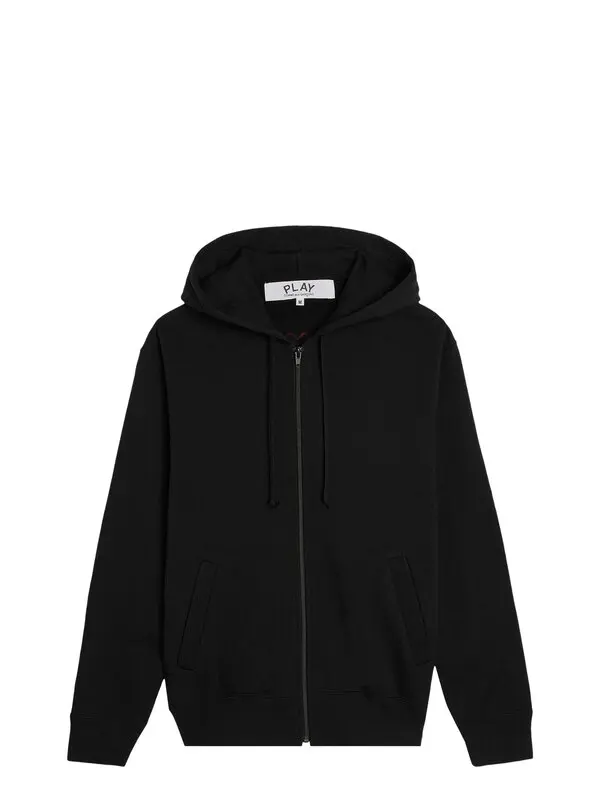 Play Comme Des Garcon Heart Back Emblem Hooded Zip Up - Black