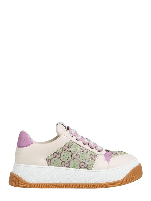 Gucci Screener Sneakers With Gg Crystals - Purple