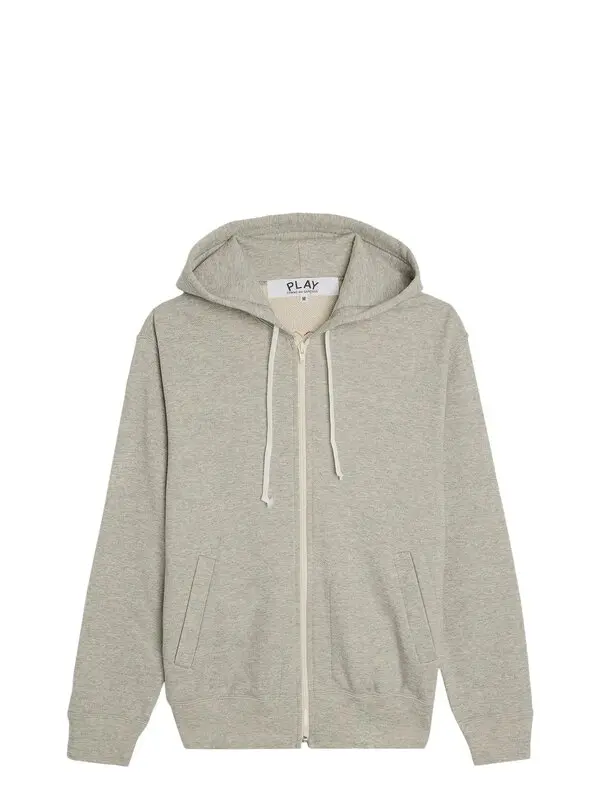 Play Comme Des Garcon Heart Back Emblem Hooded Zip Up - Grey