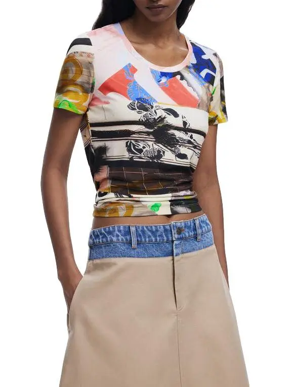 Desigual Abstract Print T-shirt - White Multi