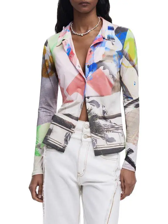 Desigual Abstract Print Shirt - White Multi