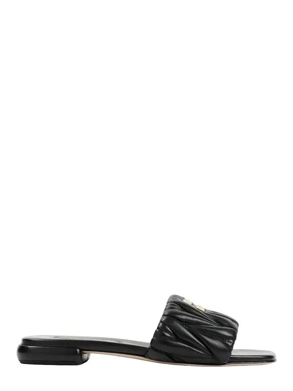 Miu Miu Logo Detailed Slip-on Sandals - Black