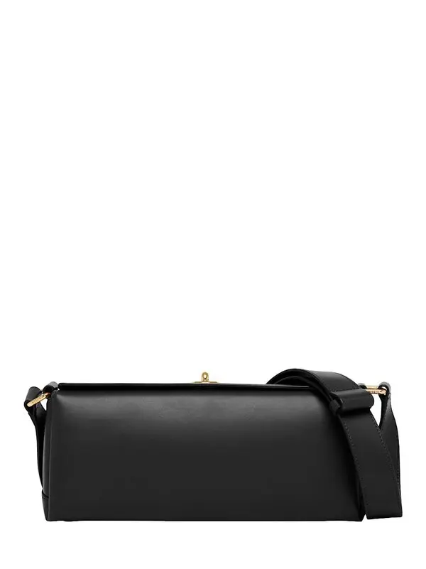 Plan C Folded Leather Shoulder Bag - Black