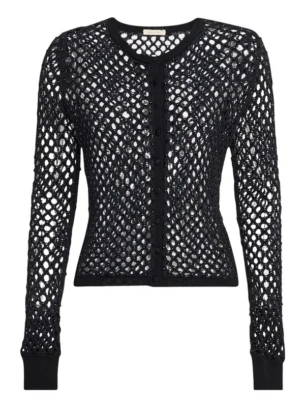 DIOTIMA Zora Crystal Crochet-knit Cardigan - Black
