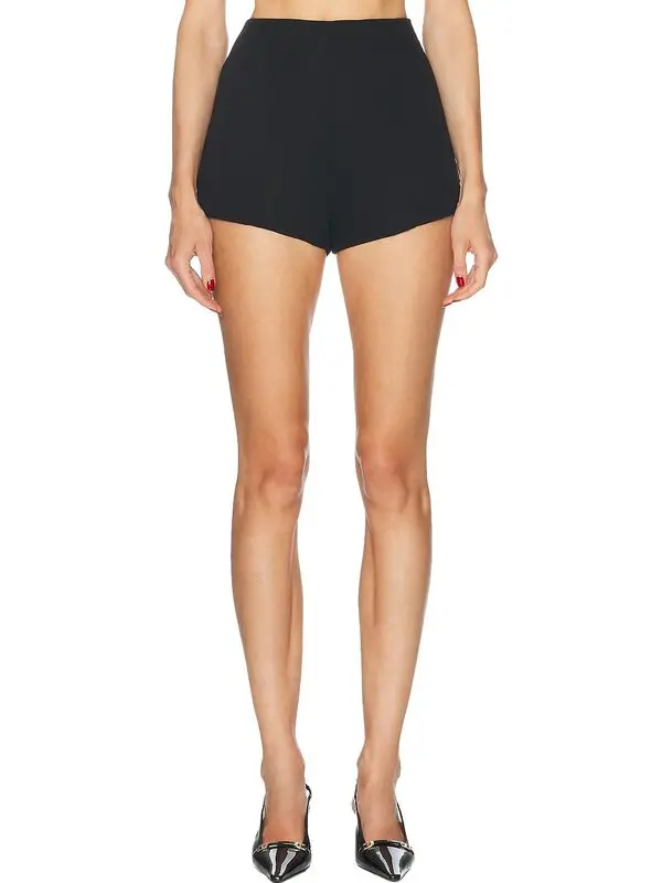 EAVES Naftali Polished Crepe Mini Shorts - Black