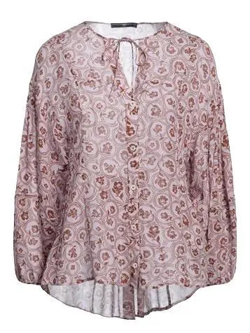 High Floral Print Crepe Shirt - Pink
