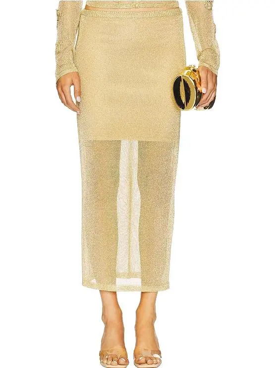 Cult Gaia Anura Knit Skirt - Gold
