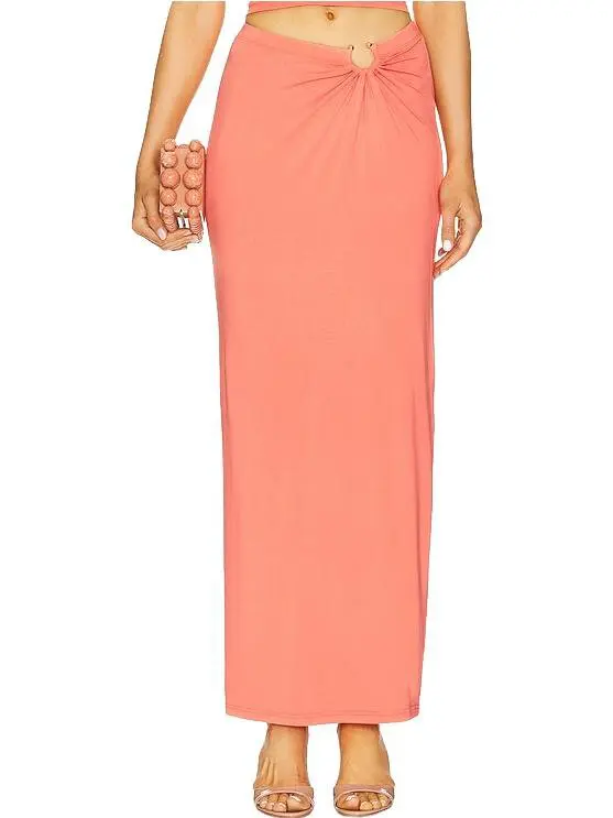 Good American Stretch Jersey Maxi Skirt - Coral002