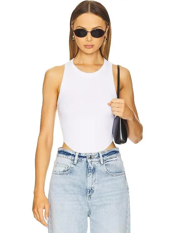 Good American Micro Rib Tank Top - White001