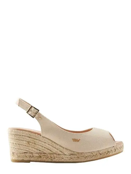 VISCATA Gavina Canvas Espadrille Wedge Slingback Sandals - Beige