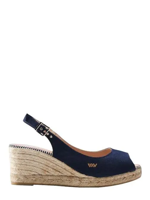 VISCATA Gavina Canvas Espadrille Wedge Sandals - Navy Blue