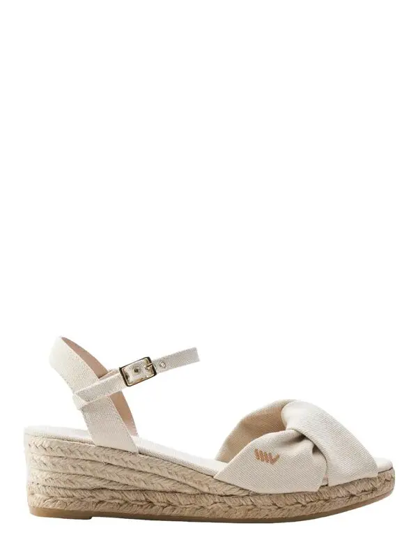 VISCATA Farella Canvas Espadrille Sandal Wedges - Beige