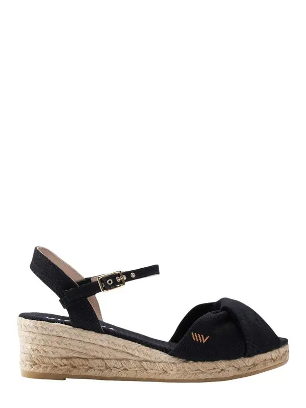 VISCATA Canvas Espadrille Wedge Sandals - Black