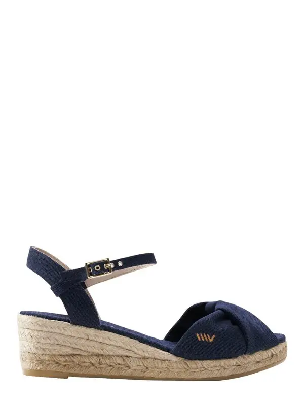 VISCATA Farella Canvas Espadrille Wedge Sandals - Navy Blue