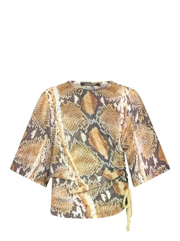 Roberto Cavalli Snakeskin-print T-shirt - Brown