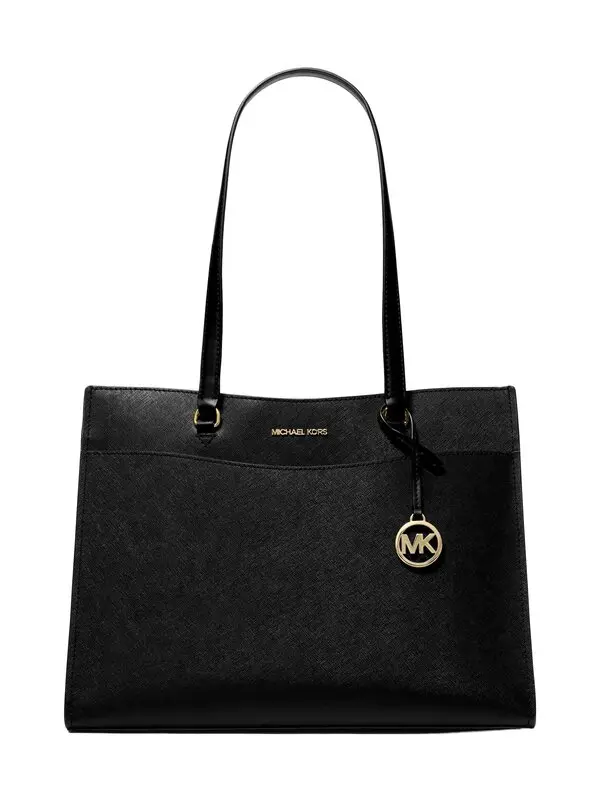 Michael Kors Jet Set Travel Large Saffiano Leather Pocket Tote Bag - Black
