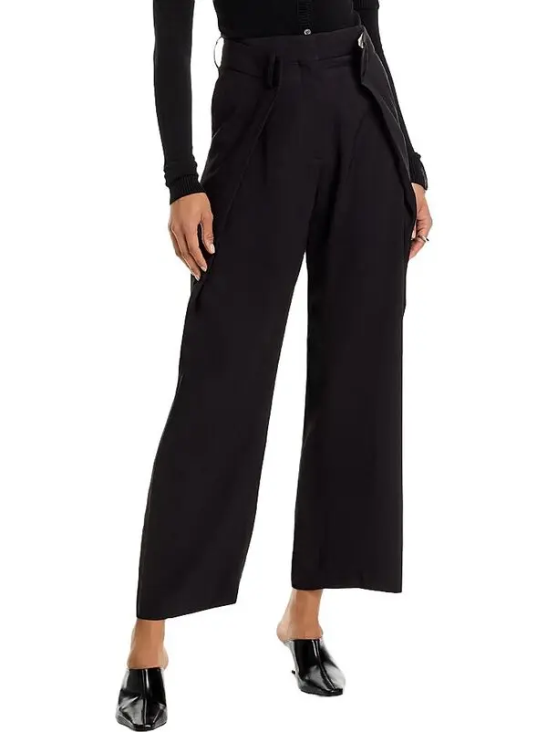 Rokh Pleated Wide-leg Trousers - Black