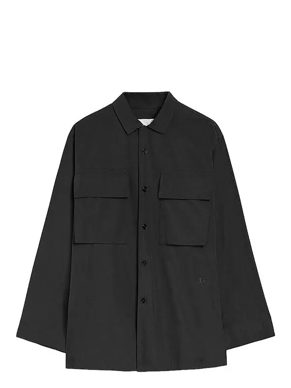 JIL SANDER Long Sleeve Camp Shirt - Black