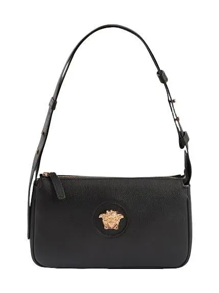 Versace Medusa Logo Hobo Shoulder Bag - Black