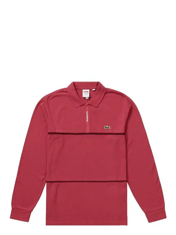 Supreme Lacoste Pique Zip Long Sleeve Polo Shirt - Pink