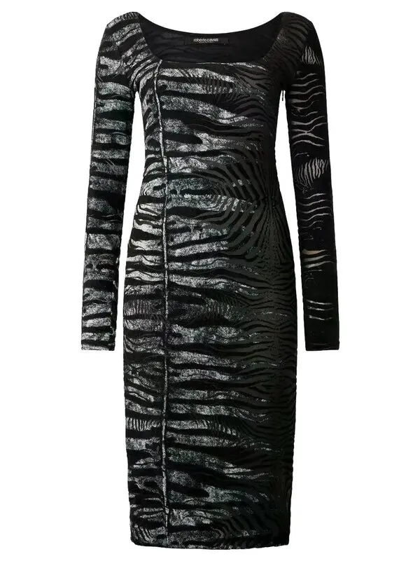 Roberto Cavalli Zebra-print Mini Dress - Black