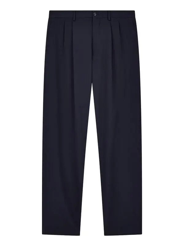 Giorgio Armani Virgin Wool Canneté Trousers - Navy_blue