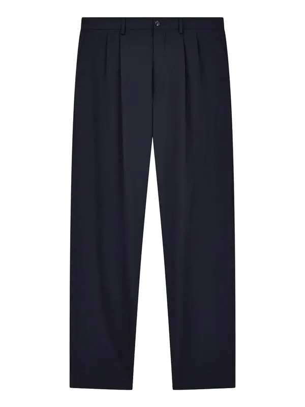 Giorgio Armani Virgin Wool Canneté Trousers - Navy_blue
