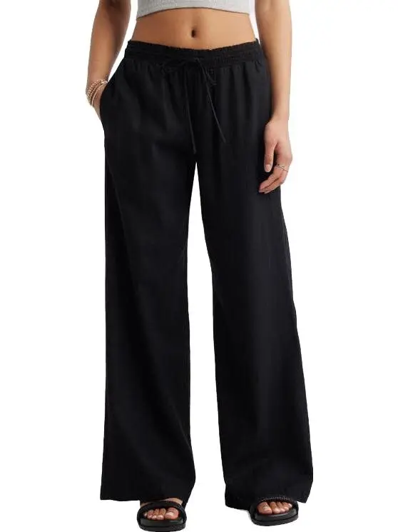 Bp. Linen Blend Drawstring Beach Pants - Black