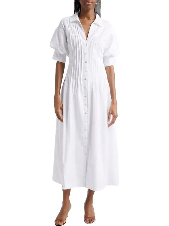 Cinq À Sept Monty Pleated Midi Dress - White