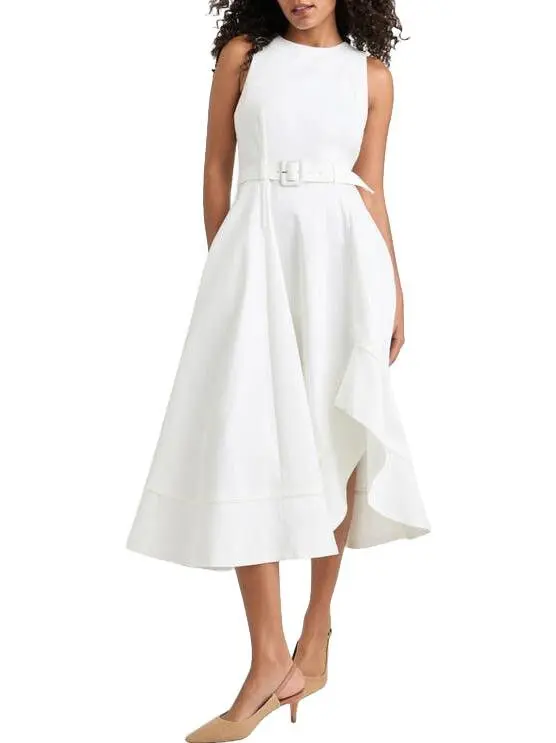 Cinq À Sept Zelda Sleeveless Asymmetric Midi Dress - White