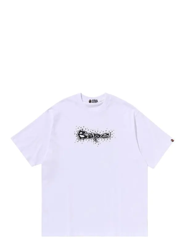A BATHING APE Studs Logo Relaxed Fit Tee - White