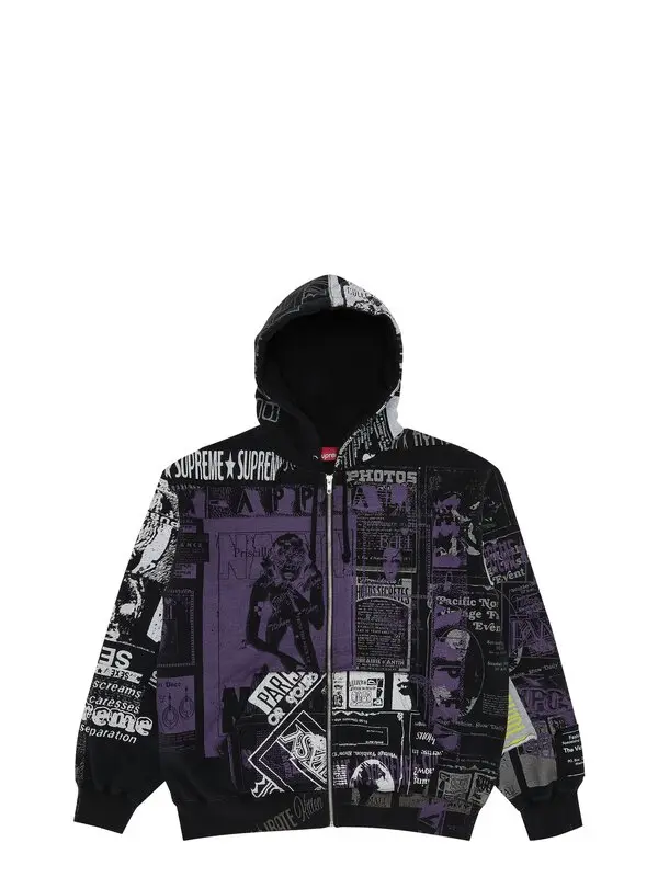 Supreme Collage Zip Up Hooded Sweatshirt - Black