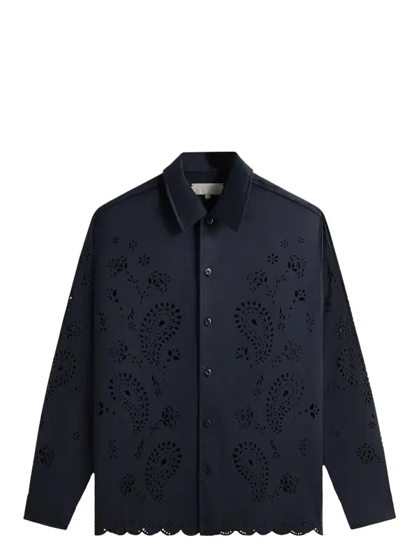 Kith Isaac Microsuede Long-sleeve Button Down Shirt 'define - Blue
