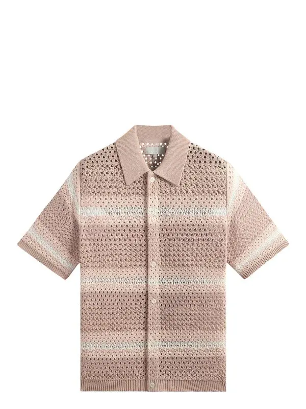 Kith Thompson Crochet Button Down Shirt 'frosty Rose - Pink