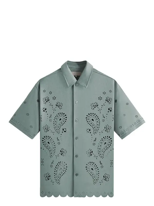 Kith Isaac Microsuede Button Down Shirt 'harbour - Green