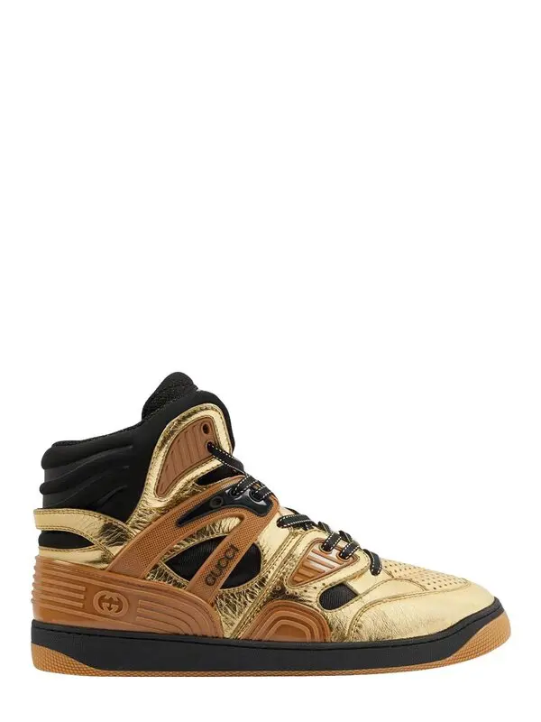 Gucci Basket High Top Sneakers - Gold