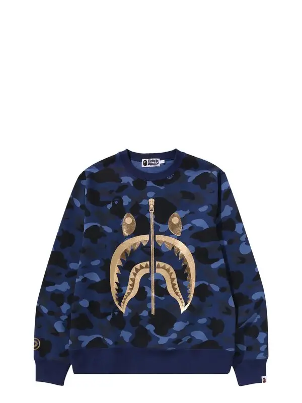 A BATHING APE Color Camo Shark Crewneck - Blue