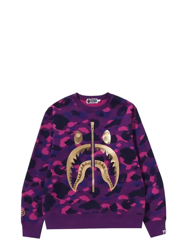 A BATHING APE Color Camo Shark Crewneck - Purple