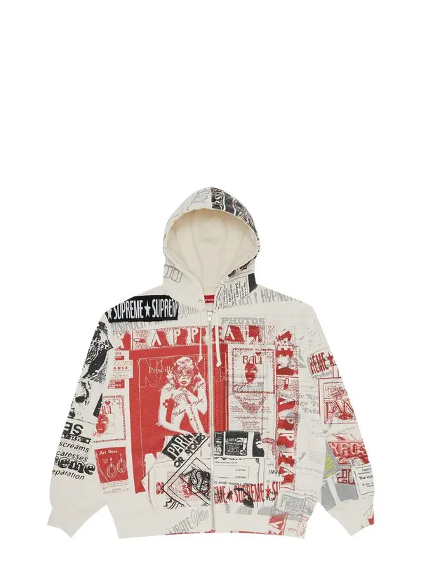 Supreme Collage Zip Up Hooded Sweatshirt - White