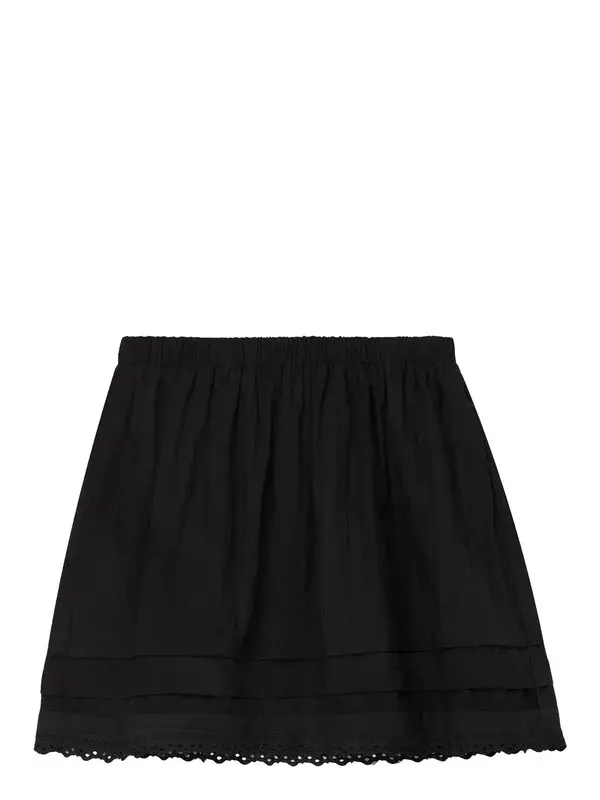 B+AB Embroidered Hem A-line Skirt - Black
