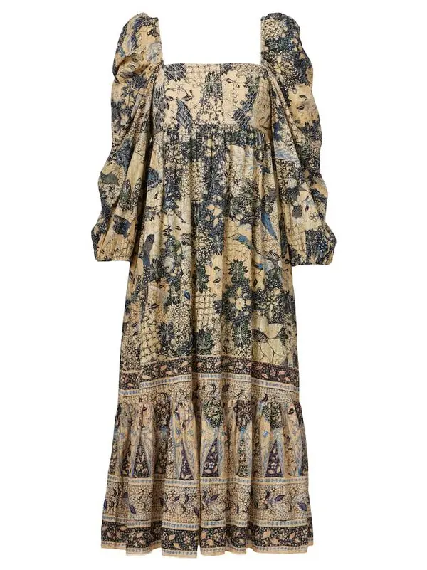 Ulla Johnson Natilda Gathered Cotton-blend Maxi Dress - Multicoloured