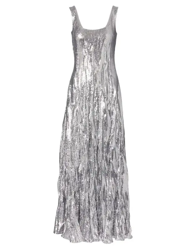 MARMAR HALIM Sequined Silk-blend Gown - Silver