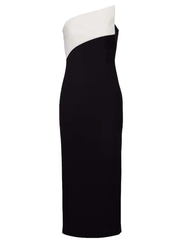 Roland Mouret Strapless Asymmetric Crêpe Cocktail Dress - Black
